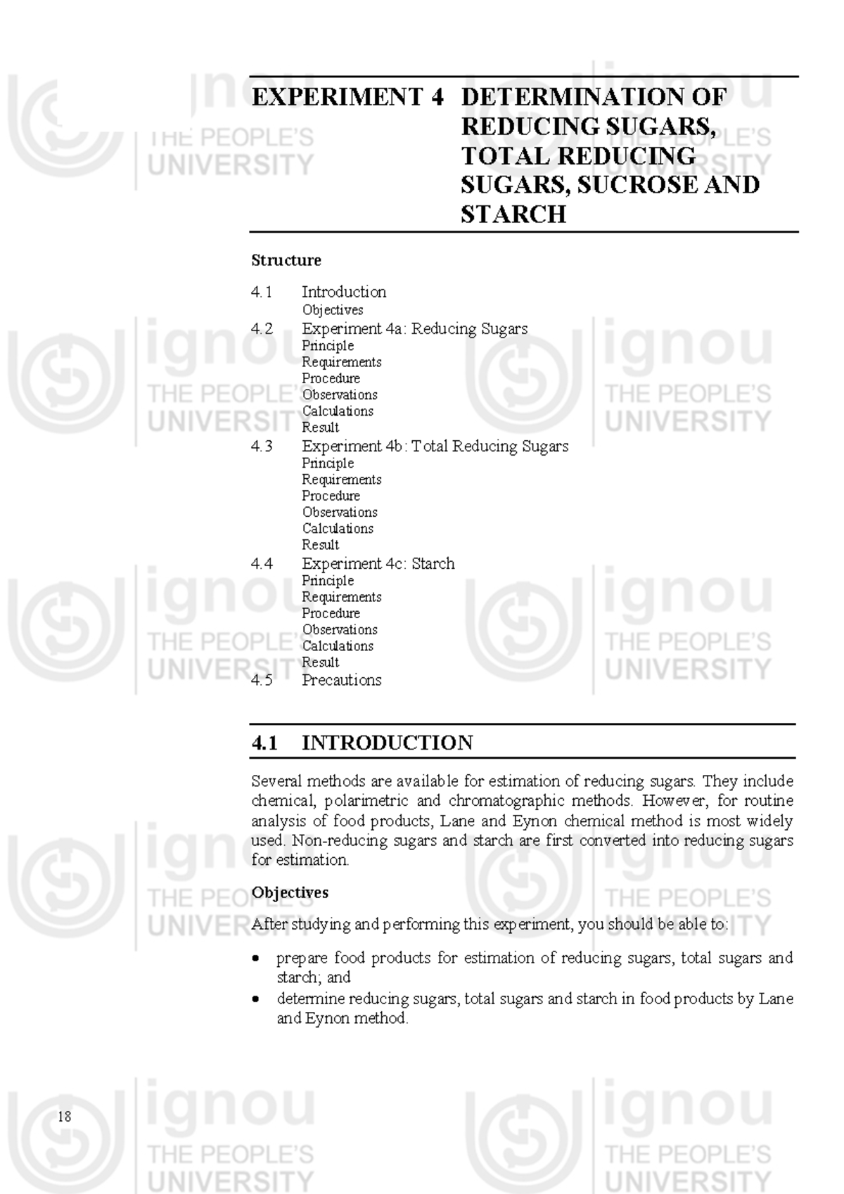 Food Chemistry Lab Manual: Experiment 4 - Reducing Sugars & Starch ...
