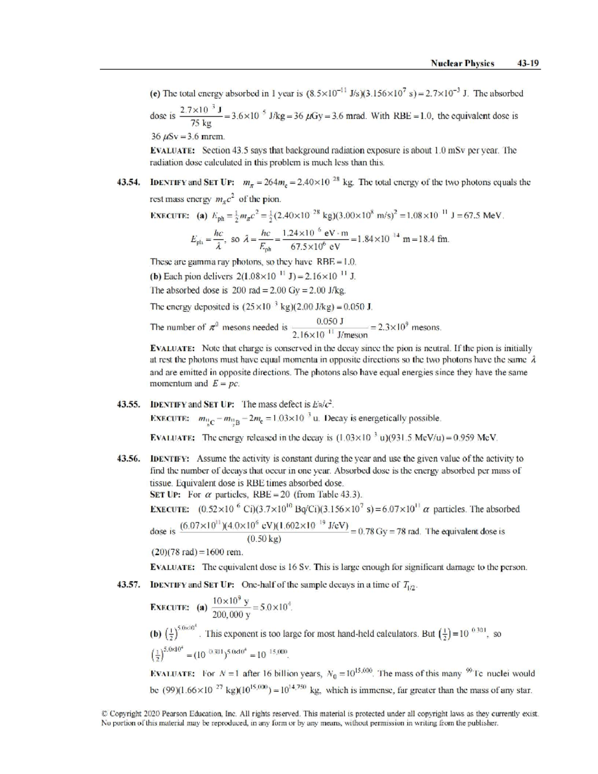 Nuclear Physics (e) Energy Absorption and Radiation Dose Calculations ...