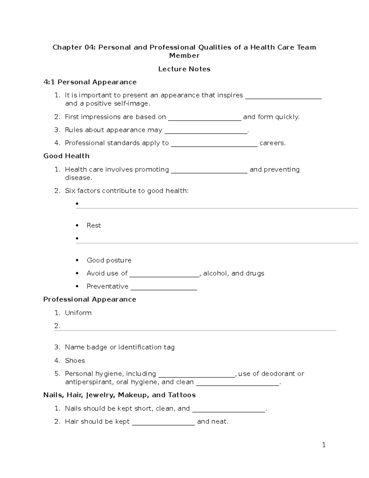 Student Notes - Chapter 04: Personal and Professional Qualities of a ...