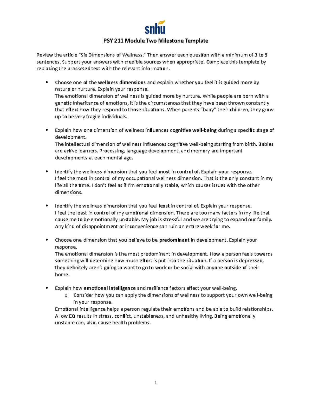 PSY 211 Module Two Milestone Template - PSY 211 Module Two Milestone Template Review the article ...