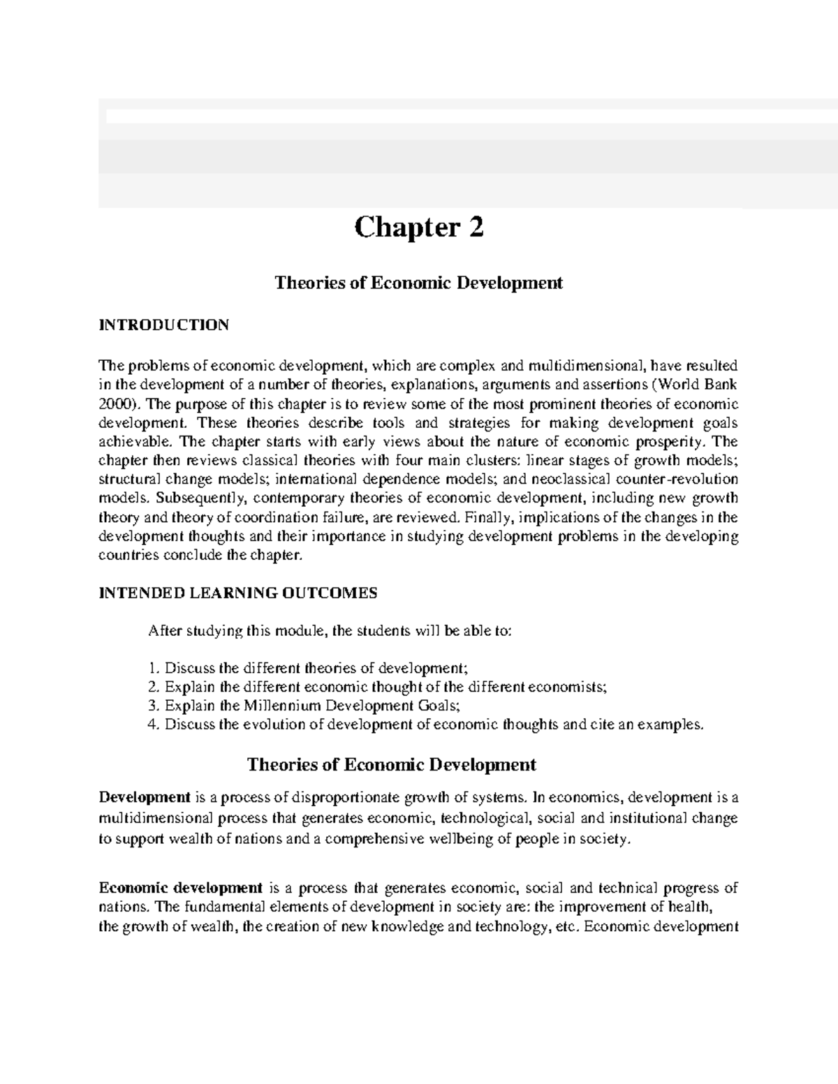 Econdev-CHAP2 - Theories of Economic Development Explained in Lecture ...