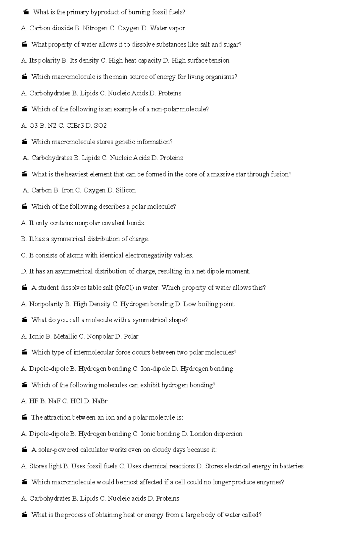 Physical Science Review: Key Concepts & Questions - Studocu