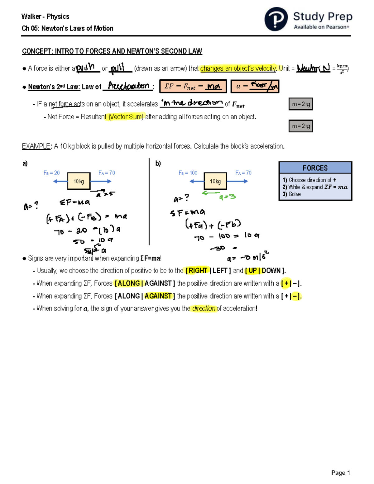 Walker Physics Ch 05: Newton's Laws of Motion - Forces & Acceleration - Studocu