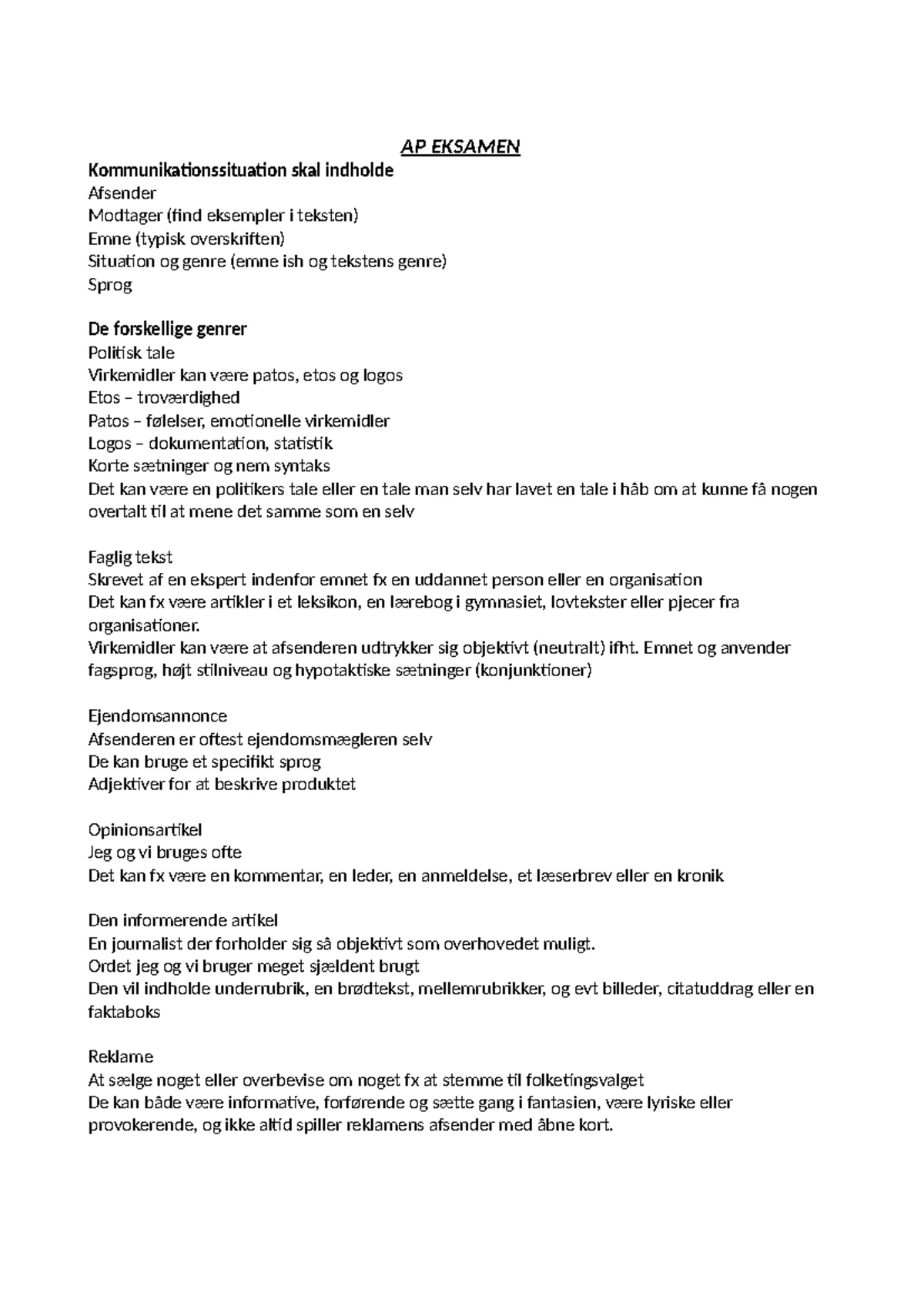 Oversigt over ordklasserne (Danish Language Class - Dansk Sprog) - Studocu