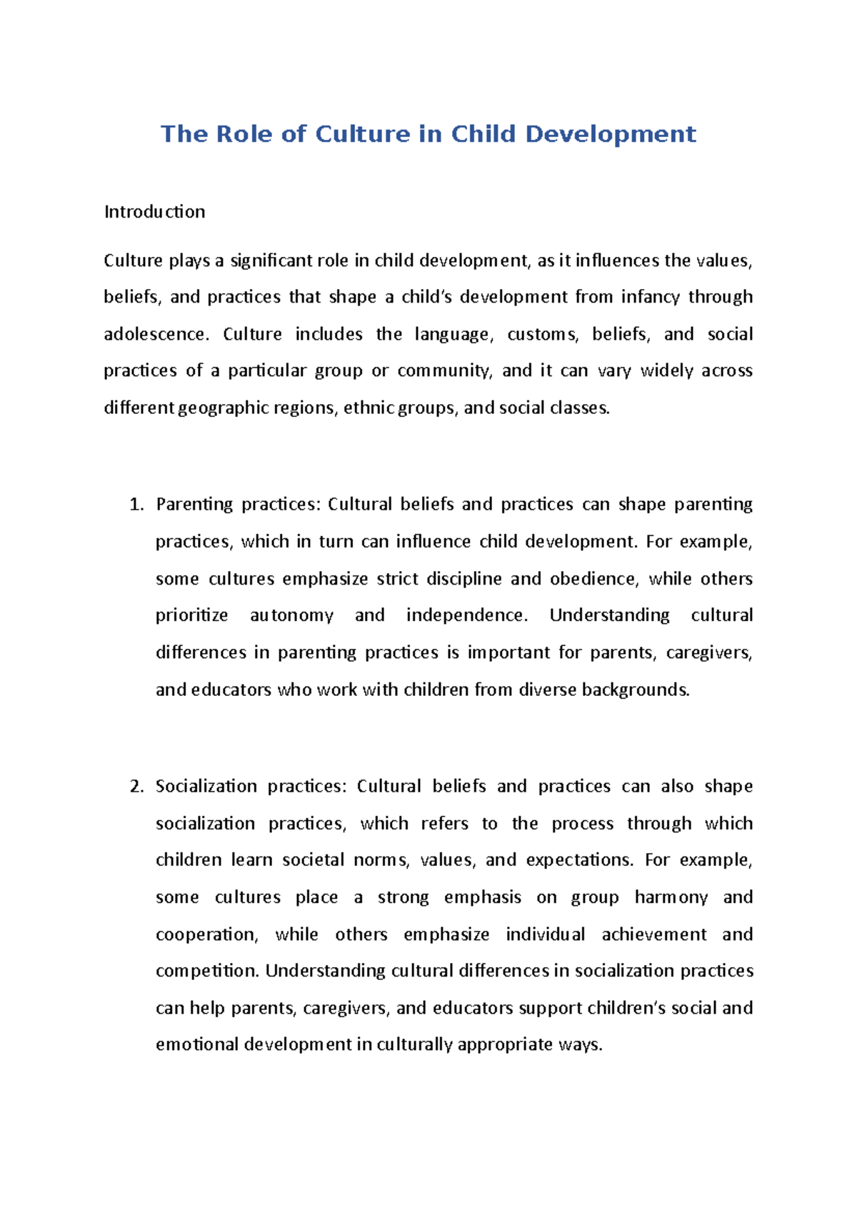 The Impact of Culture on Child Development: Insights and Implications ...