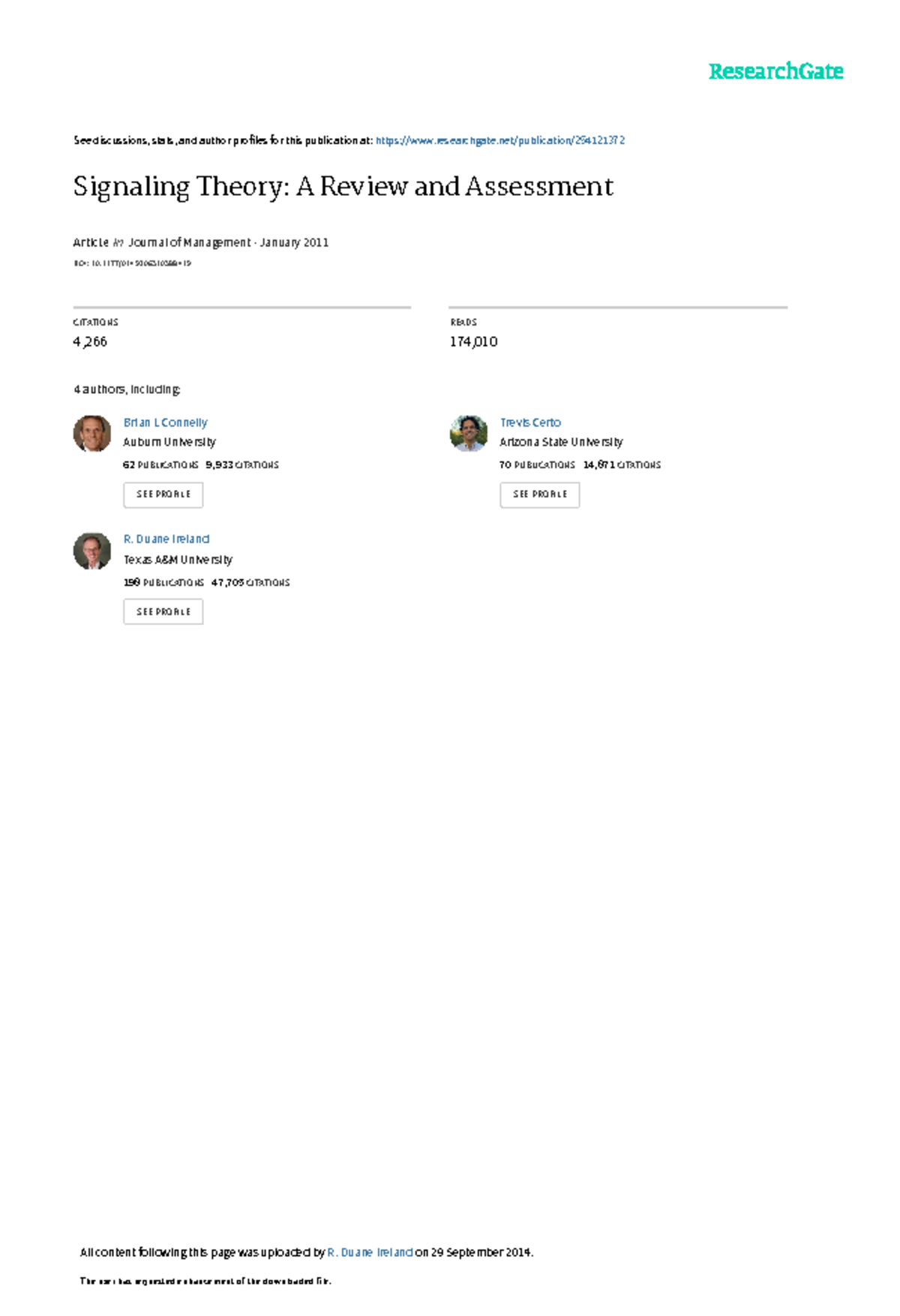 Signaling Theory in Management: A Comprehensive Review and Analysis ...