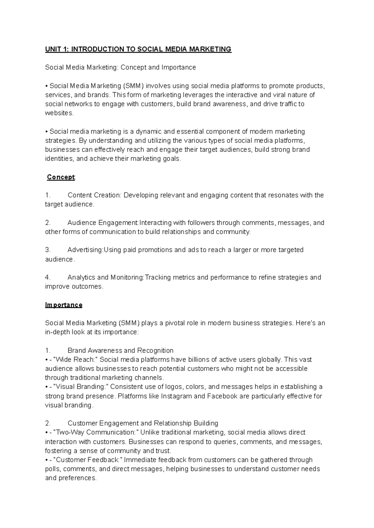 Social Media Marketing Notes: Unit 1 Overview and Key Concepts - Studocu