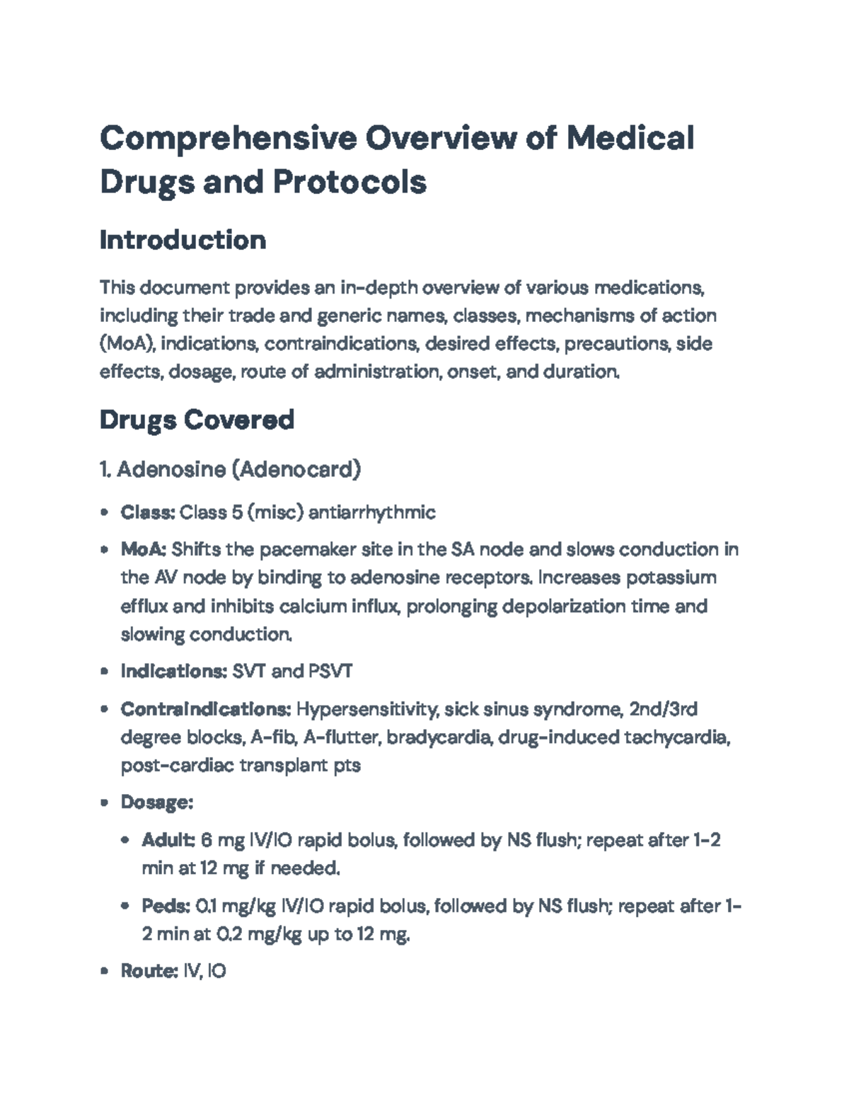 Comprehensive Overview of Medications and Protocols (MED 101 ...