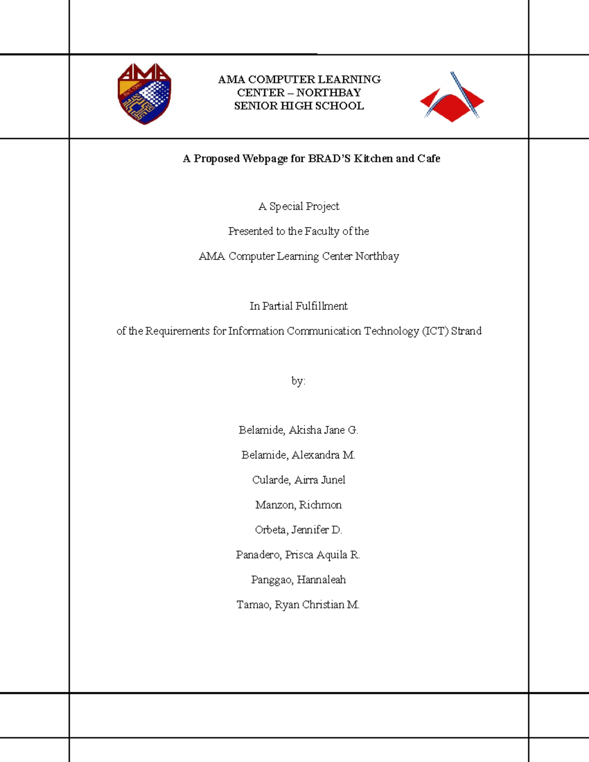 Belamide Group rechecked 4 2 - CENTER – NORTHBAY SENIOR HIGH SCHOOL A ...