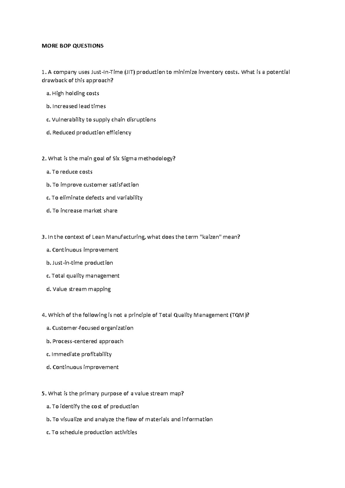 BOP Quiz Practice Questions and Answers for Revision - Studeersnel