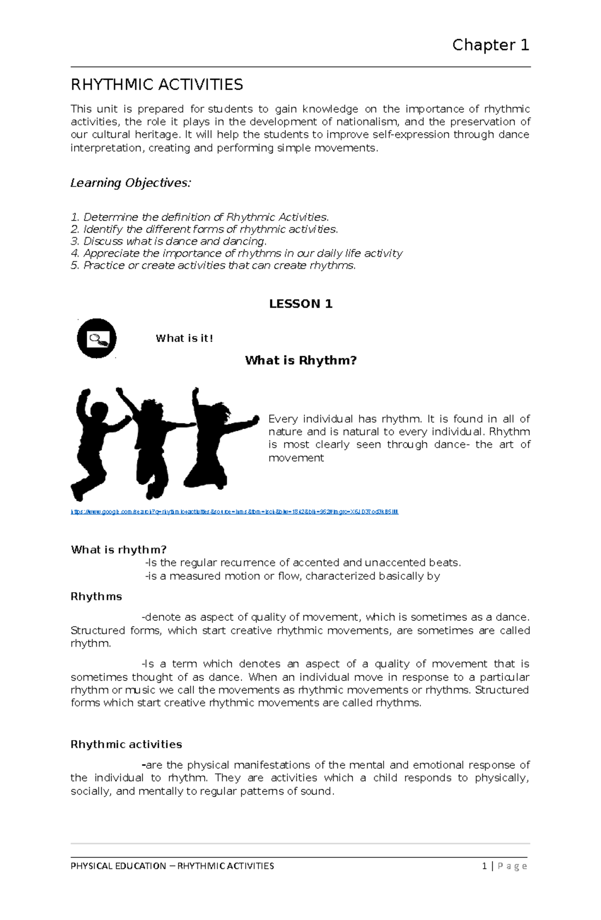 PE-12 Rhythmic Activities: Understanding Dance, Rhythm, and Culture ...