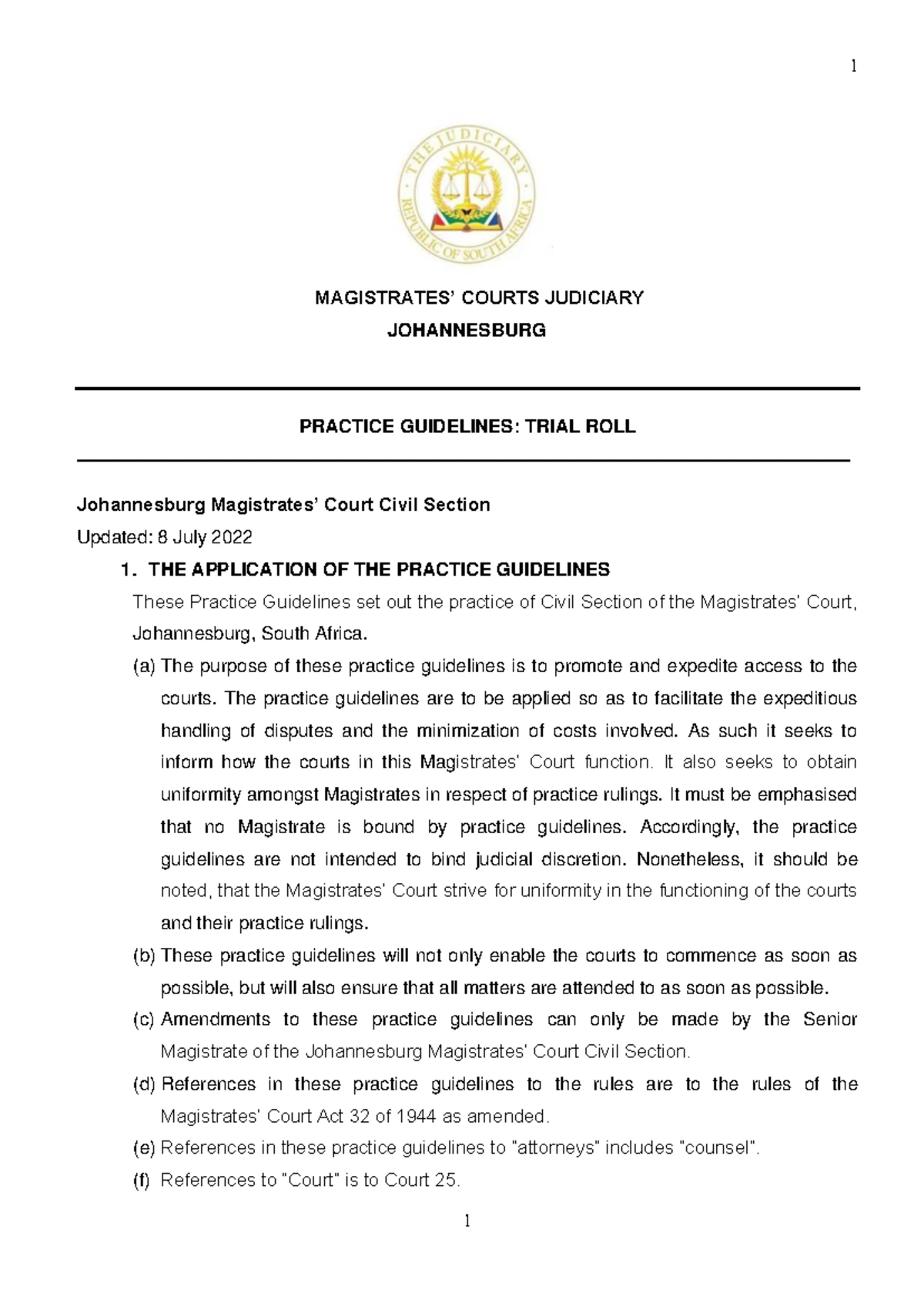 Practice Guidelines for PRE-TRIAL Conference - Magistrates' Court - Studocu