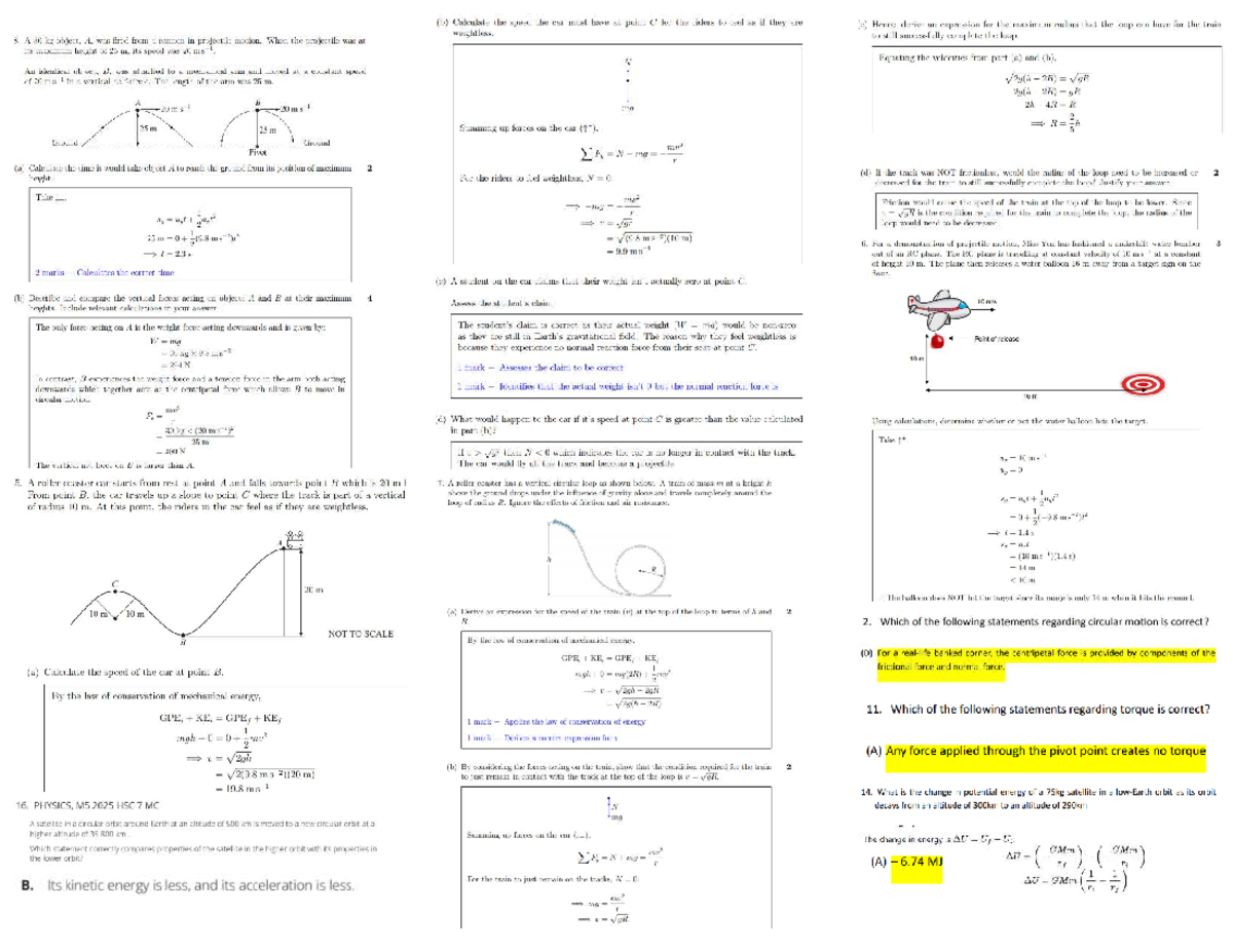 Physics Notes: Projectile Motion, Circular Motion & Energy Conservation ...