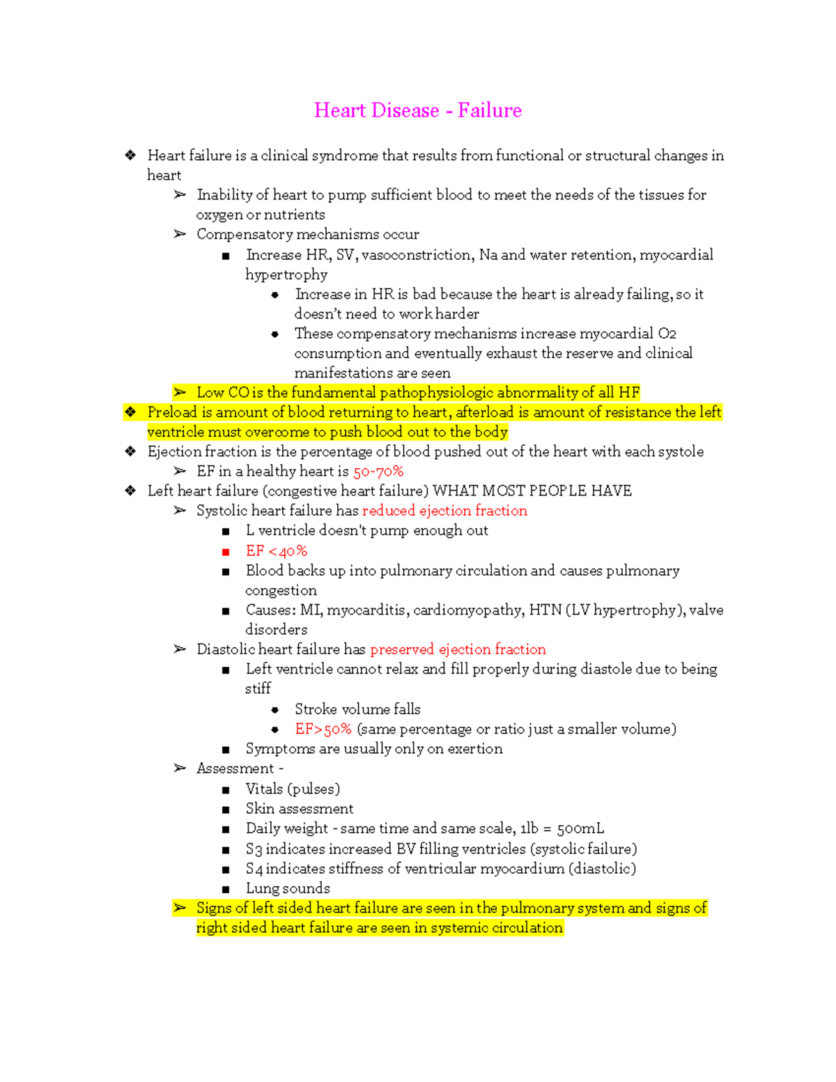 Heart Disease Management: Understanding Heart Failure (MED 101) - Studocu