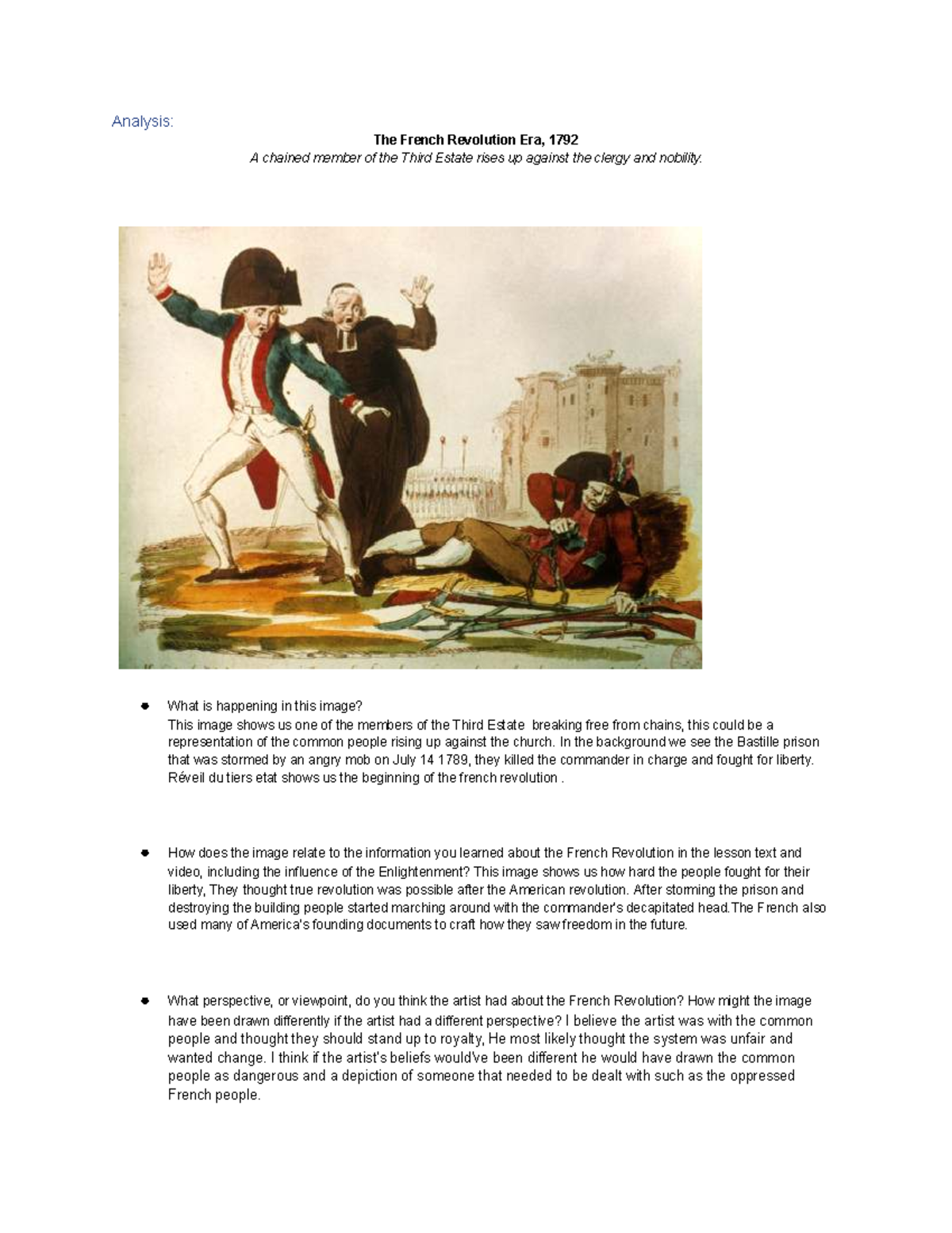 Analysis of the French Revolution Era, 1792: A Visual Perspective - Studocu