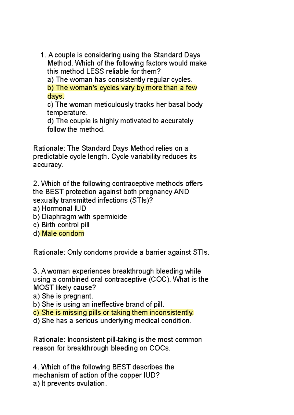Human Reproductive Health Practice Questions (HR 101) - Studocu