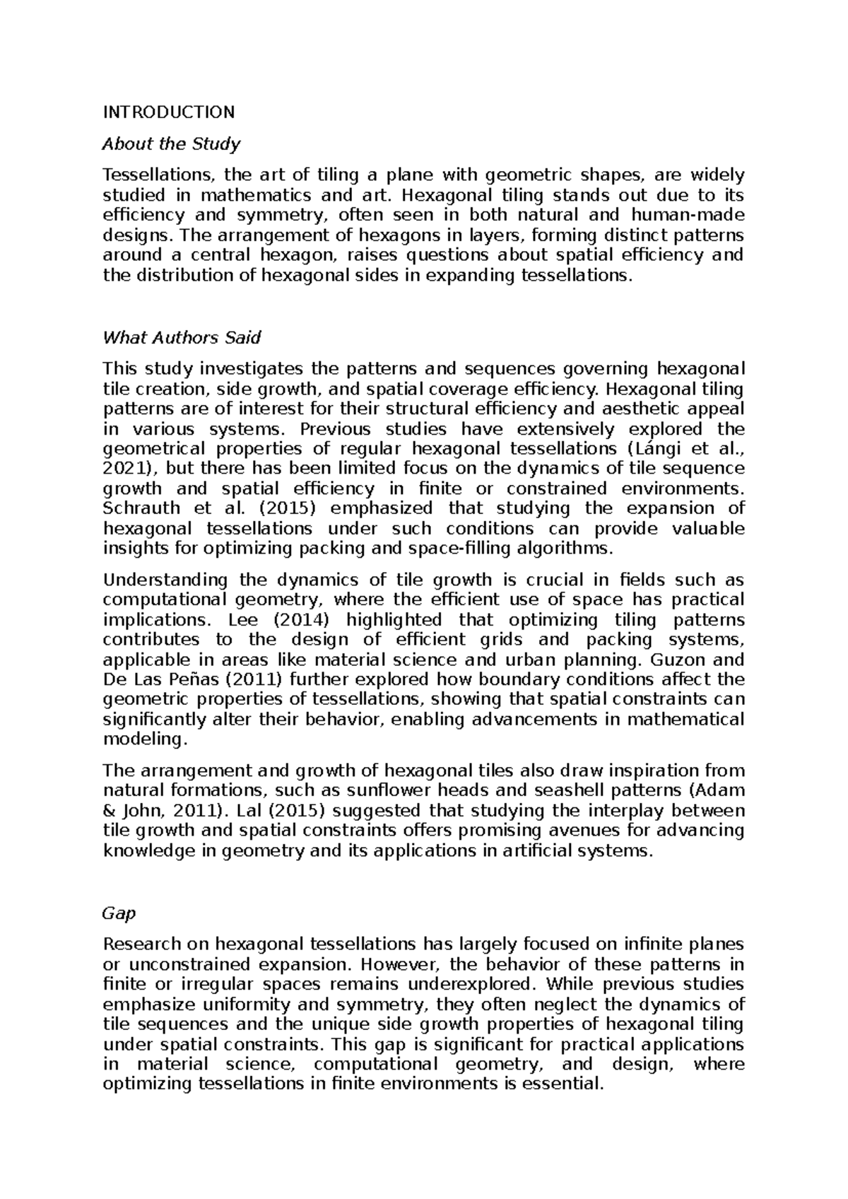 Hexagonal Tessellations: Patterns, Growth, and Spatial Efficiency ...