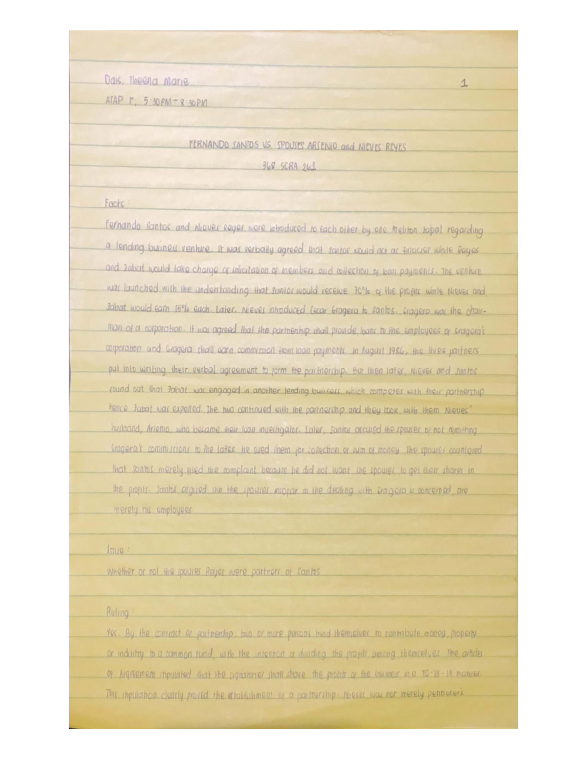 Cases 1-7: Partnership and Joint Venture Legal Analysis (ATAP F 8:30PM ...