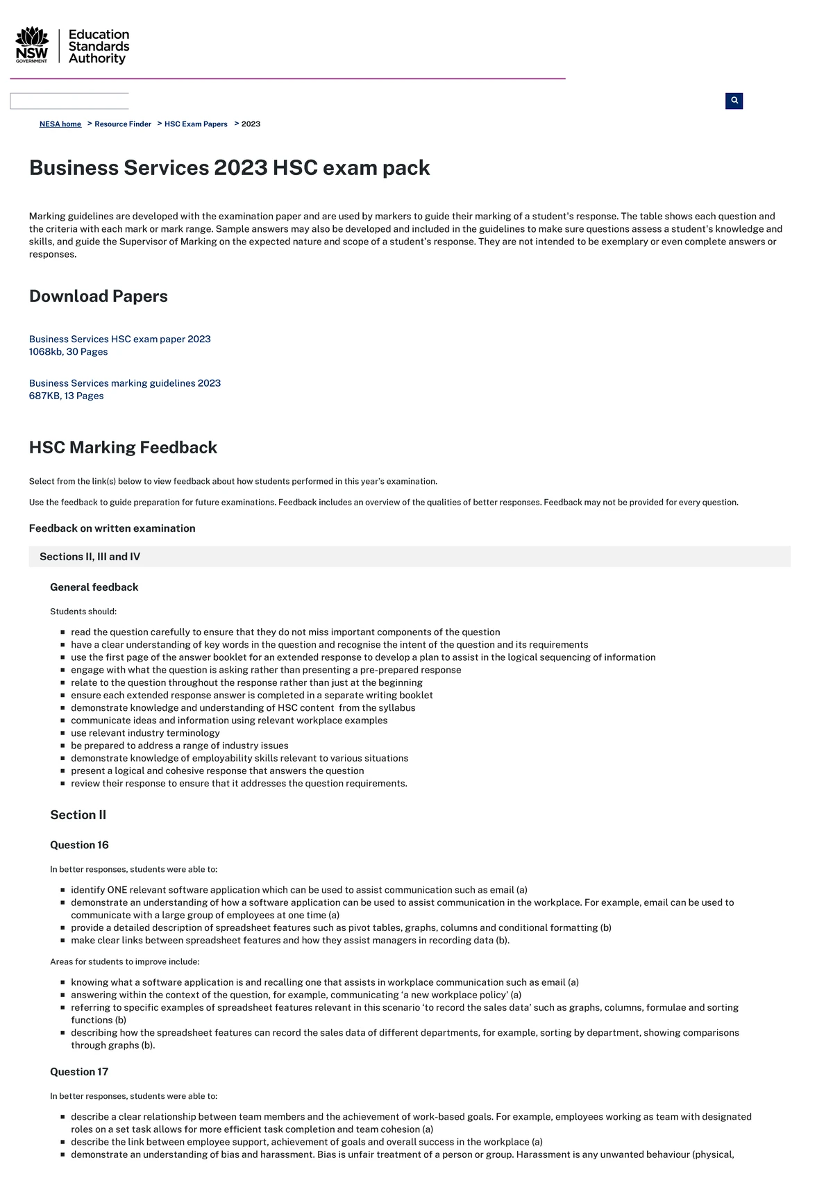 Spanish Continuers 2019 HSC Exam Pack & Marking Guidelines Overview ...