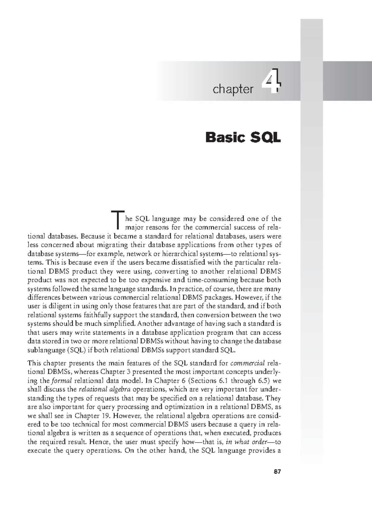 Chapter 04 - Basic SQL - chapter 4 Basic SQL T he SQL language may be ...