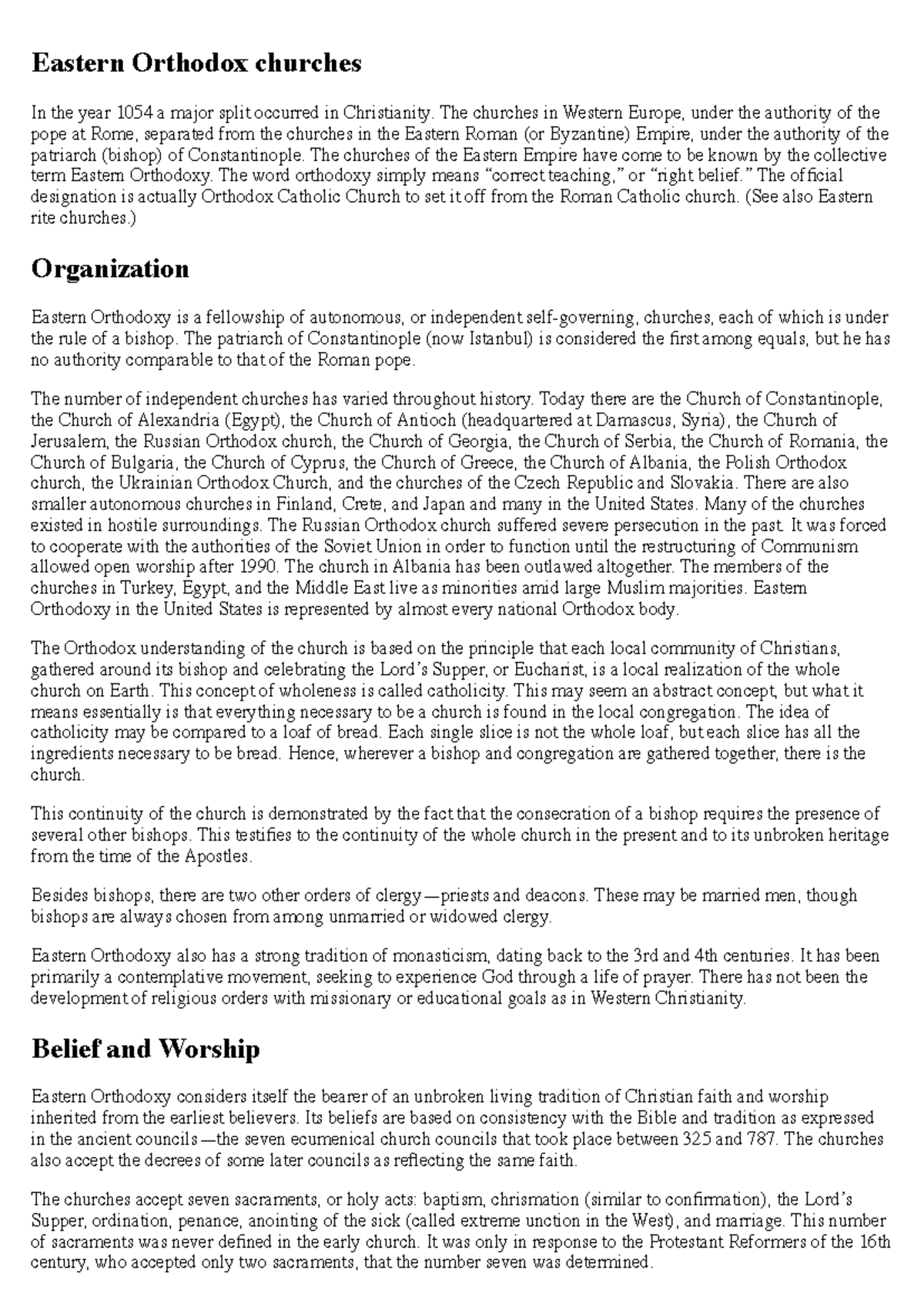 Eastern Orthodox Churches: History, Beliefs, and Practices (Course Code ...