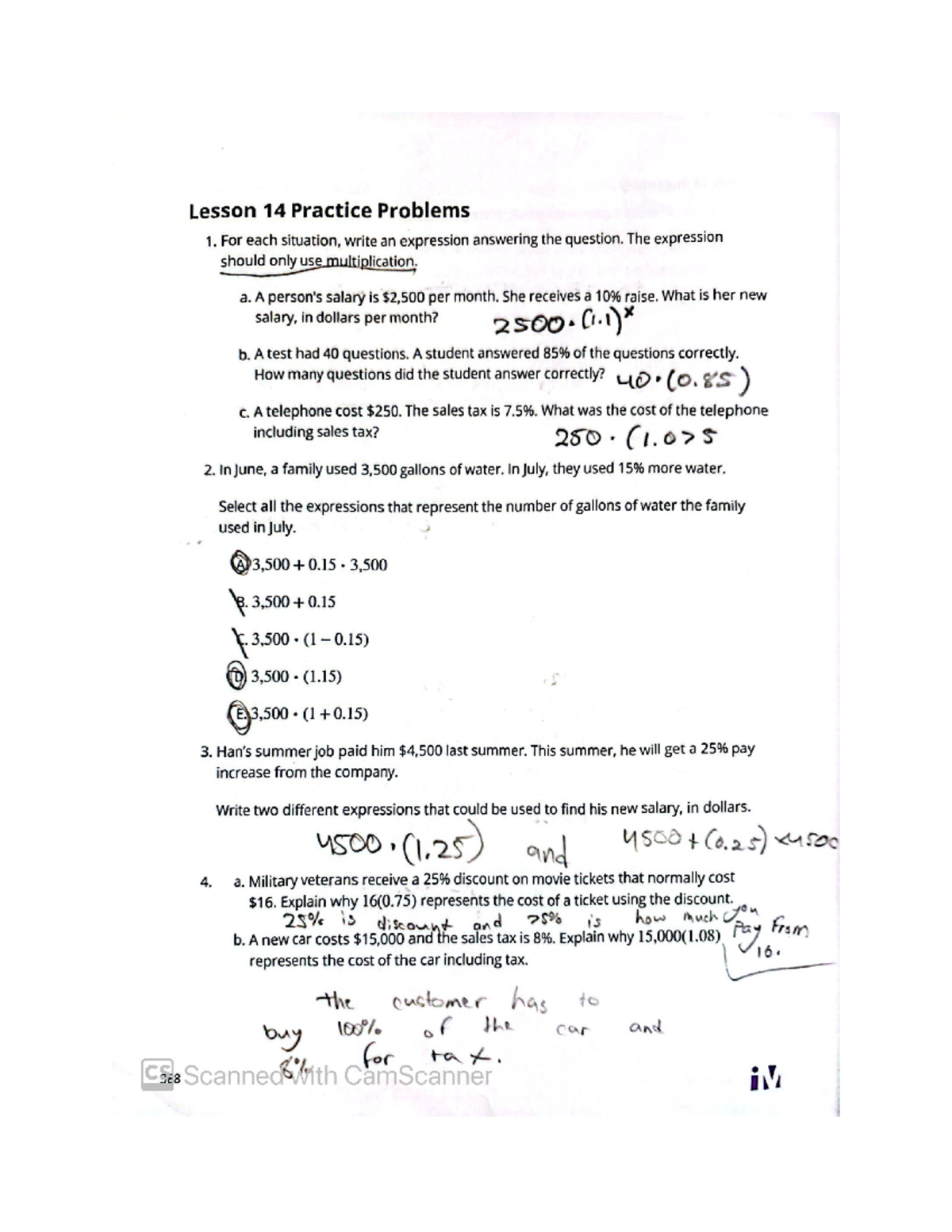 Lesson 14 & 15 Math Practice Problems and Concepts Review - Studocu