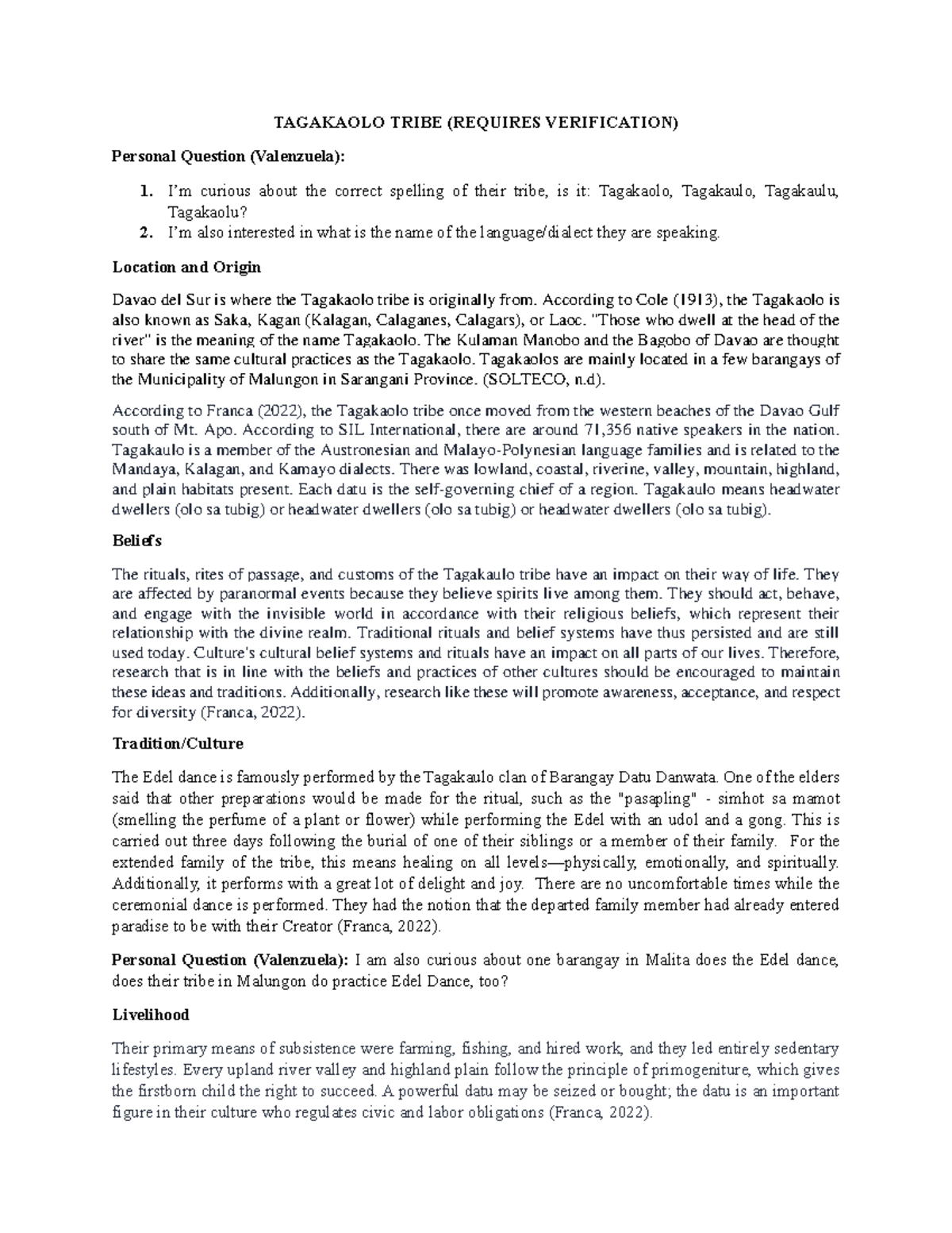 Tagakaolo Tribe Verification: Culture, Beliefs, and Livelihood Insights ...