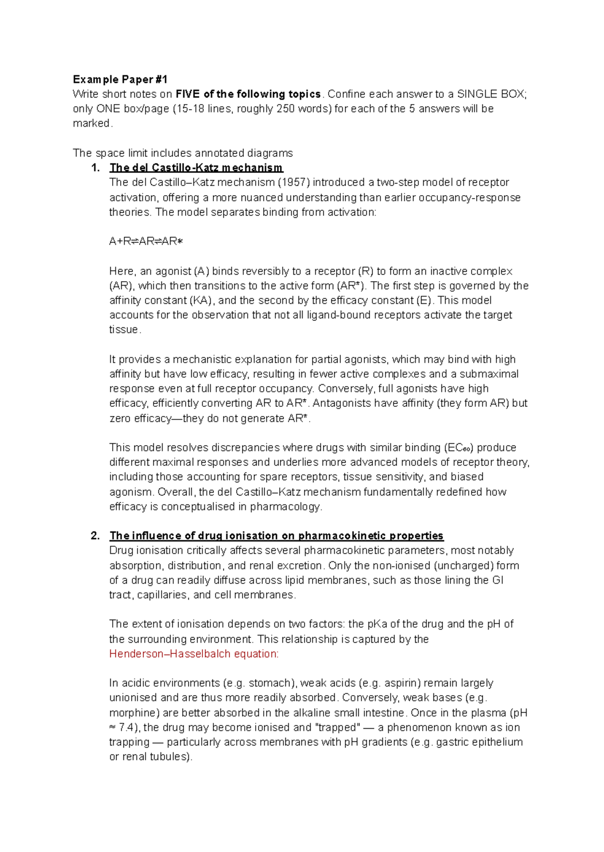 PHAR0007 Example Paper: Key Concepts in Pharmacology - Studocu