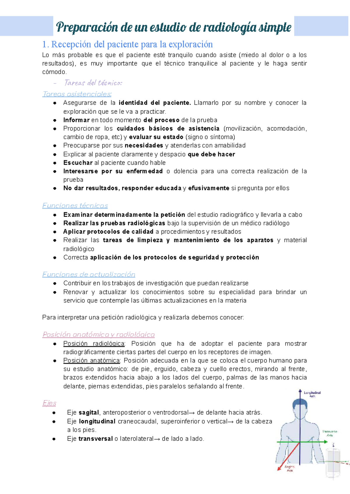 Radiología Simple: Preparación y Protocolo de Exámenes - Studocu