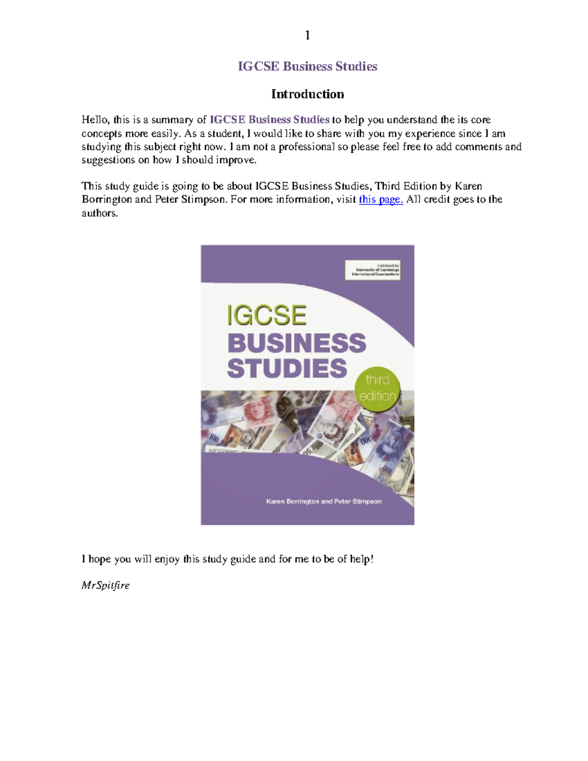 IGCSE Business Studies Notes: Key Concepts and Summary Guide - Studocu