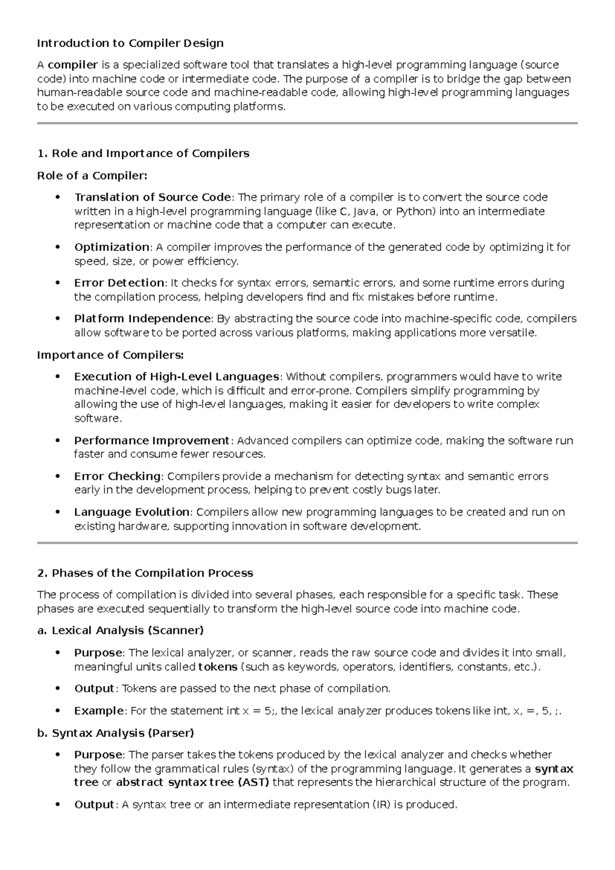 Introduction to Compiler Design: Unit 1 Overview - Studocu