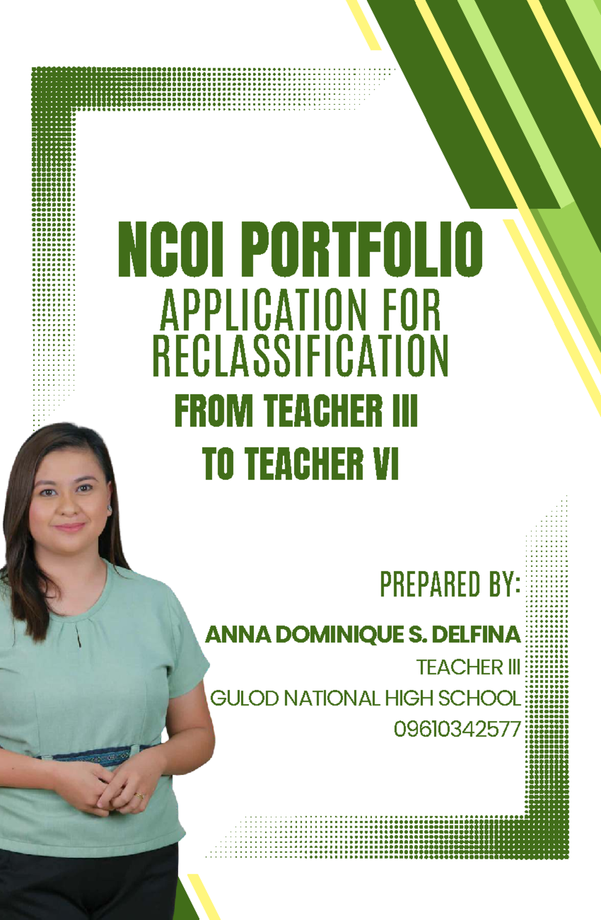 NCOI Portfolio Application for Reclassification: Teacher III to VI ...