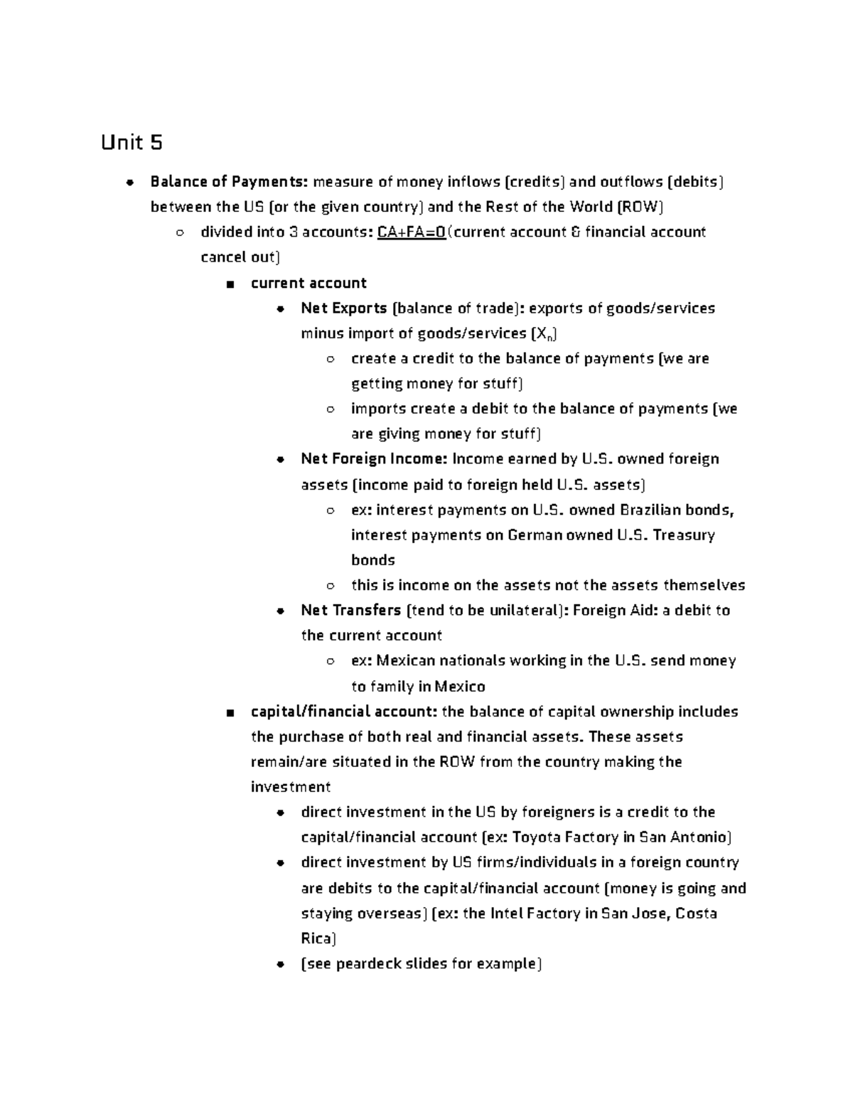 Macro Notes Unit 5: Balance of Payments Overview and Analysis - Studocu