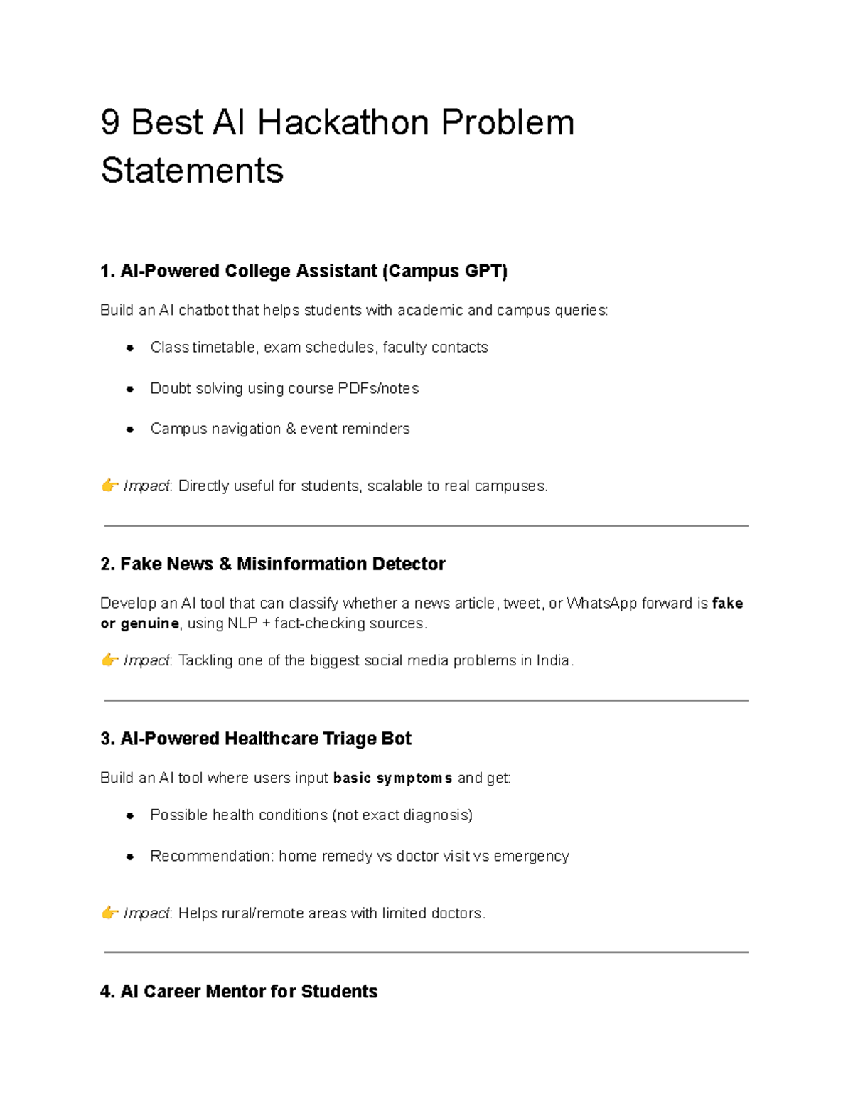 AI Hackathon Problem Statements: Innovative Solutions for Students - Studocu
