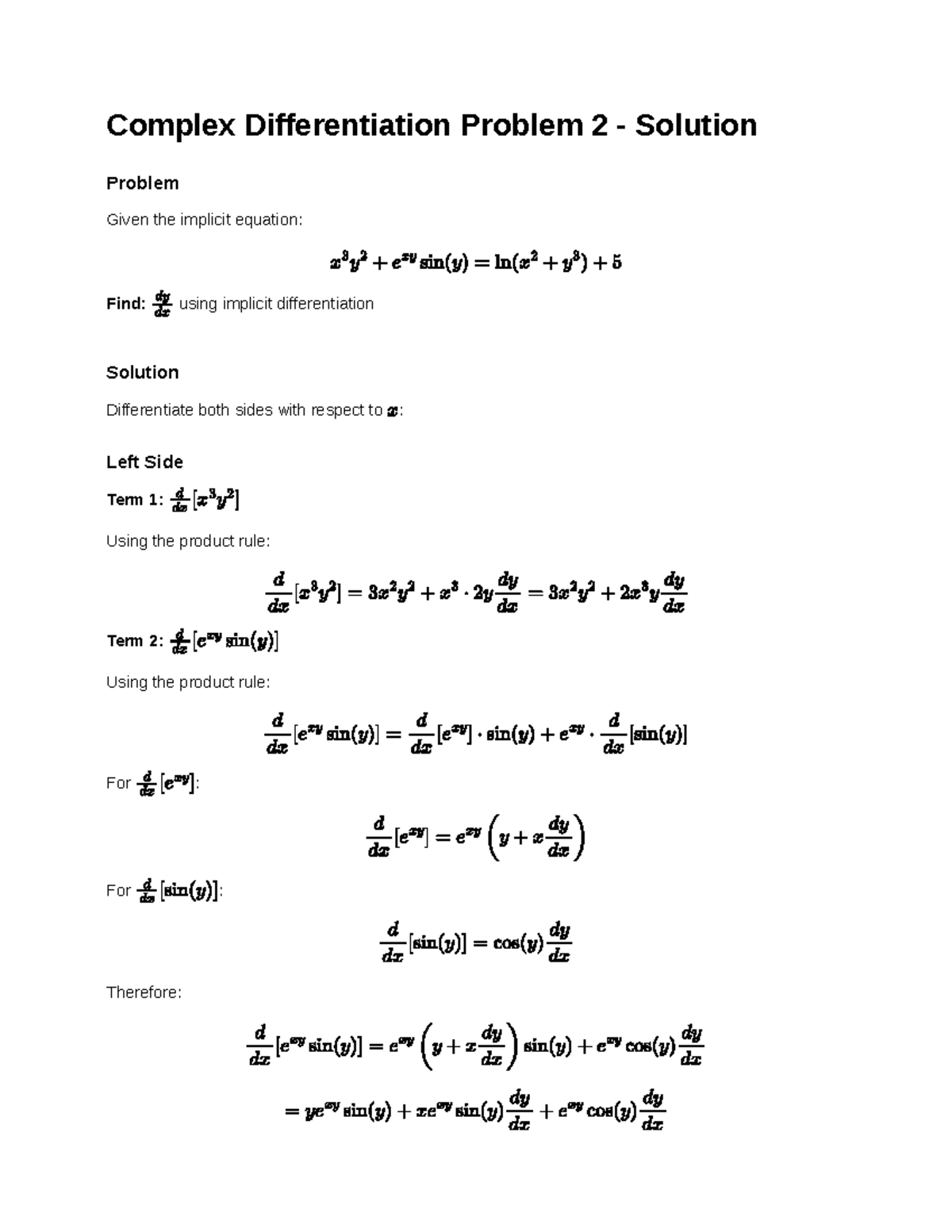 Solution-2-differentiation - Calculus 1 - Given the implicit equation ...