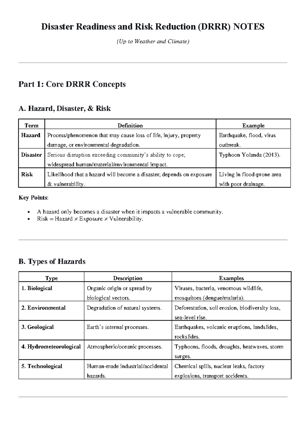 DRRR 101: Core Concepts of Weather and Climate for Disaster Readiness ...