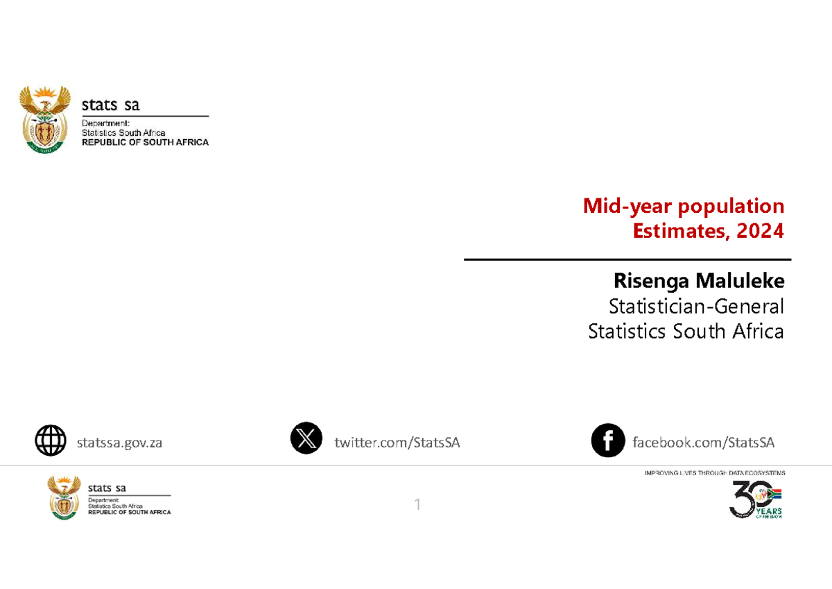 Population Estimates for South Africa 2024: Key Statistics and Trends ...