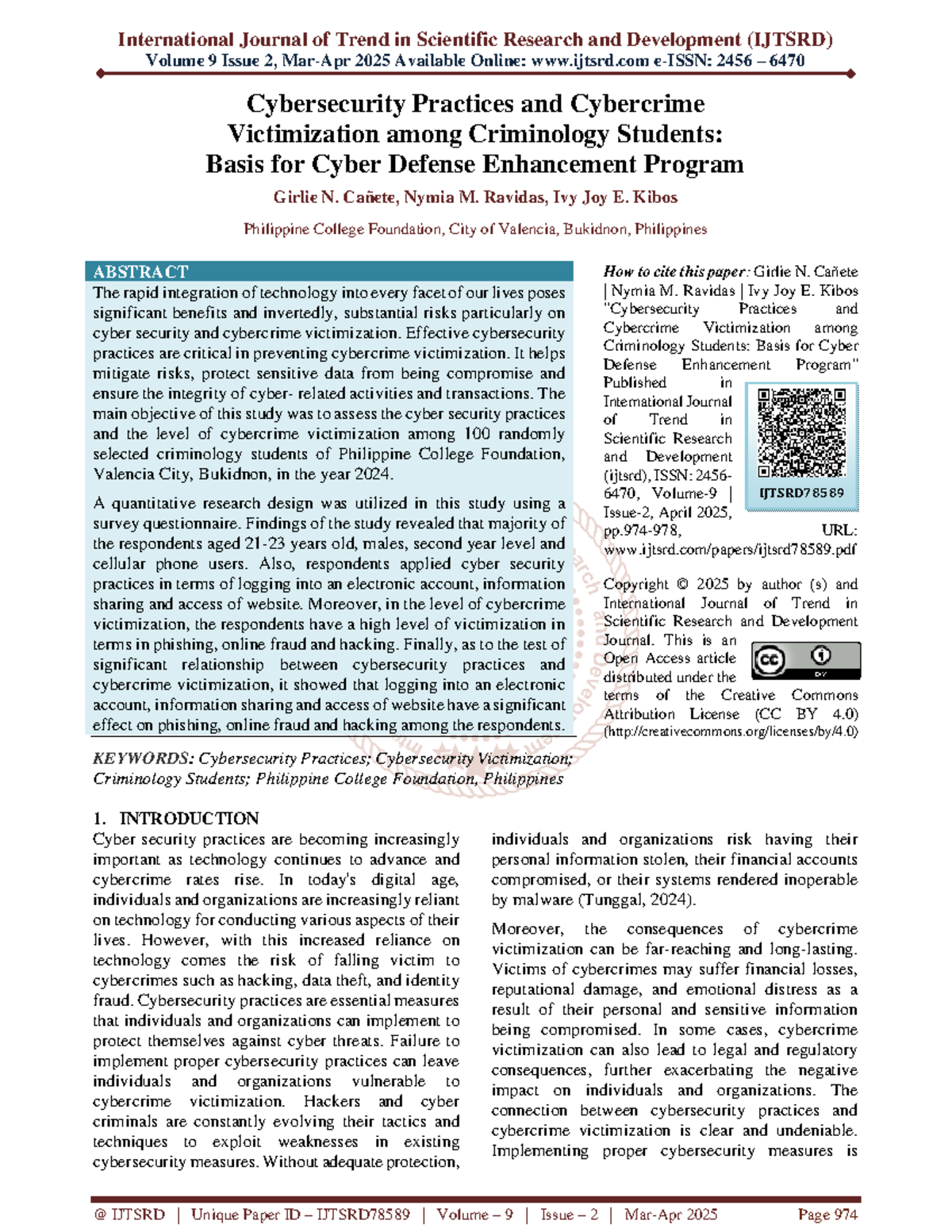 Cybersecurity Practices & Cybercrime Victimization Among Criminology ...