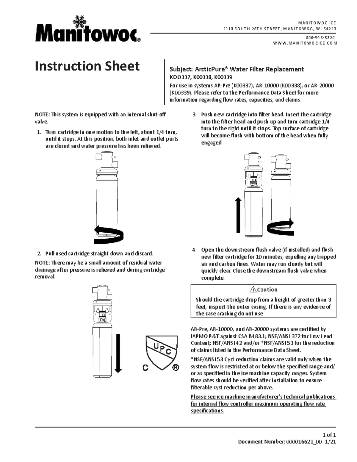 Water filter replacement instructions for KOO337, K00338, K00339 - Studocu