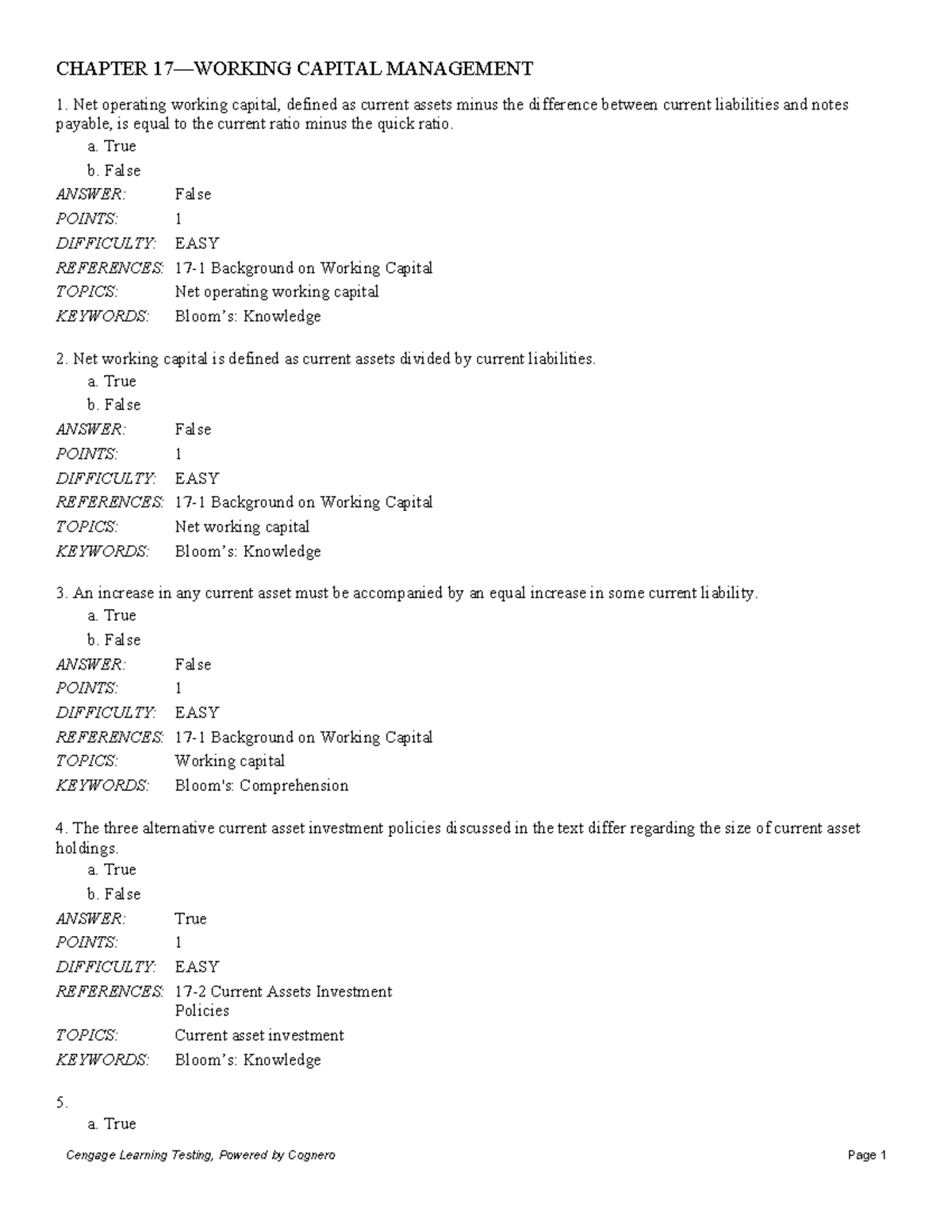Chapter 17: Working Capital Management Study Notes and Insights - Studocu