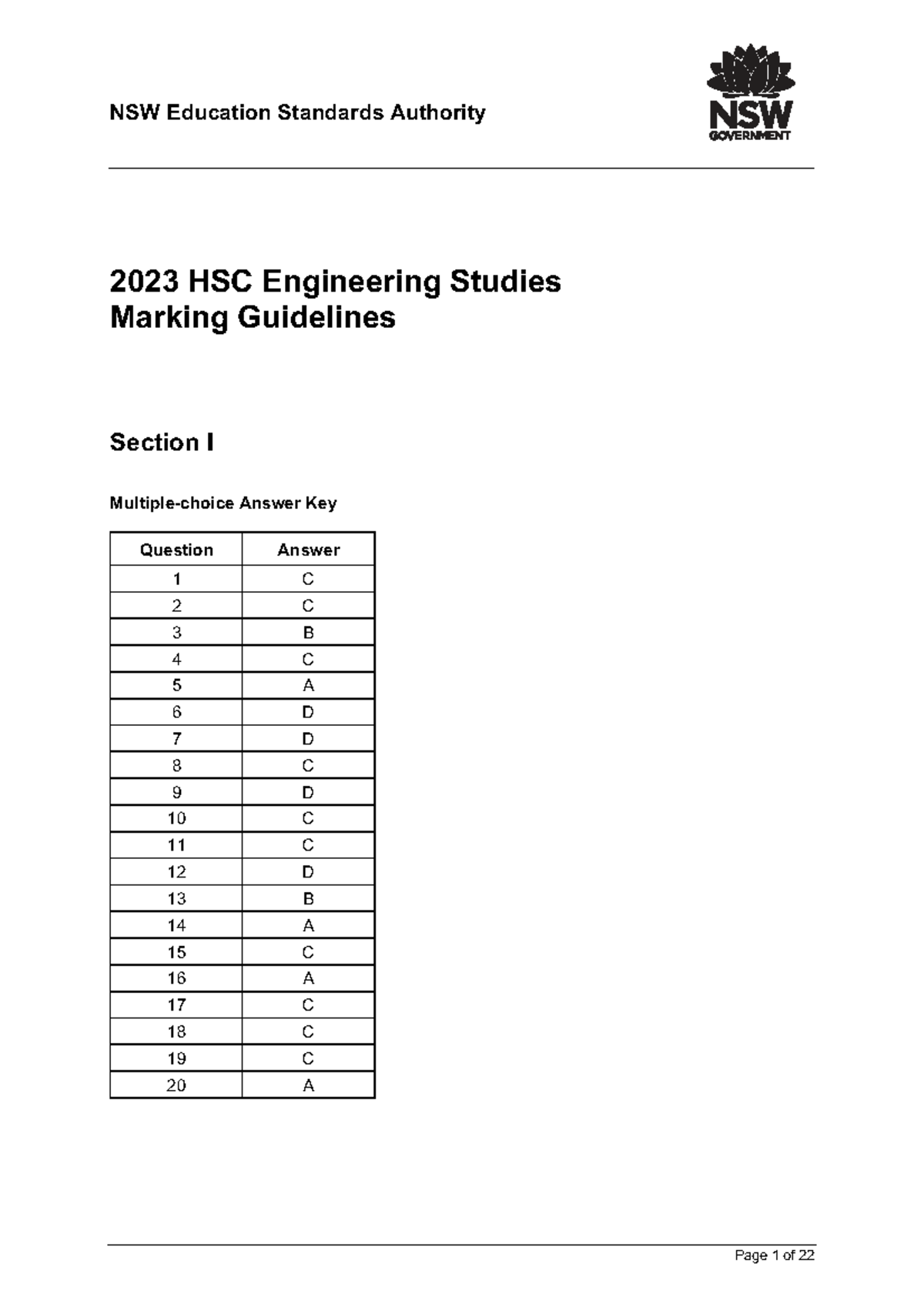 2024 HSC Engineering Studies Marking Guidelines and Answer Key - Studocu