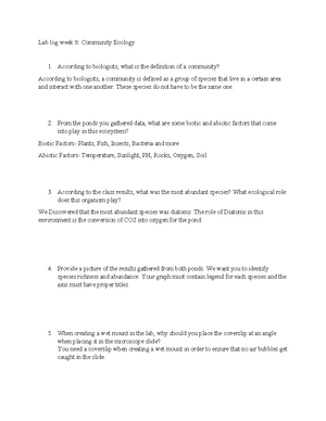 Lab Log Week 7 - Lab Log Week 7 - Lab Log Week 7: Animal morphology 1 ...