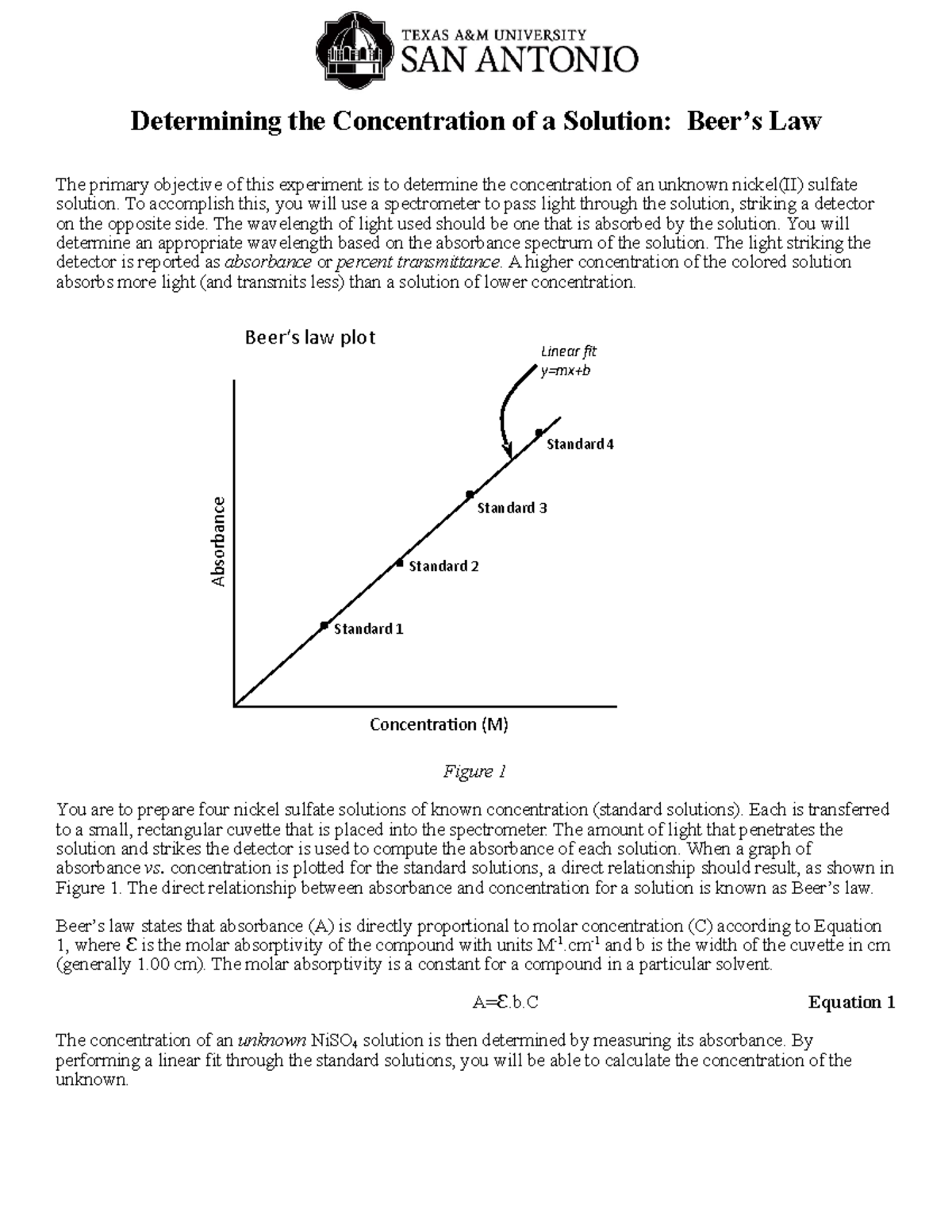4-Beer's Law - Beers Law - Determining the Concentration of a Solution ...