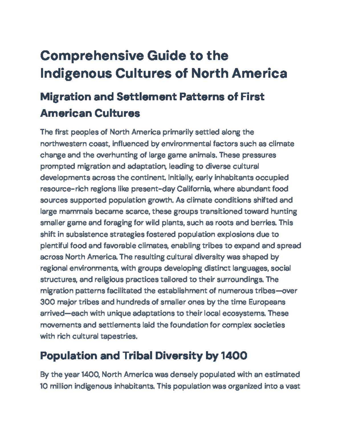 Comprehensive Overview of Indigenous Cultures in North America (HIST ...