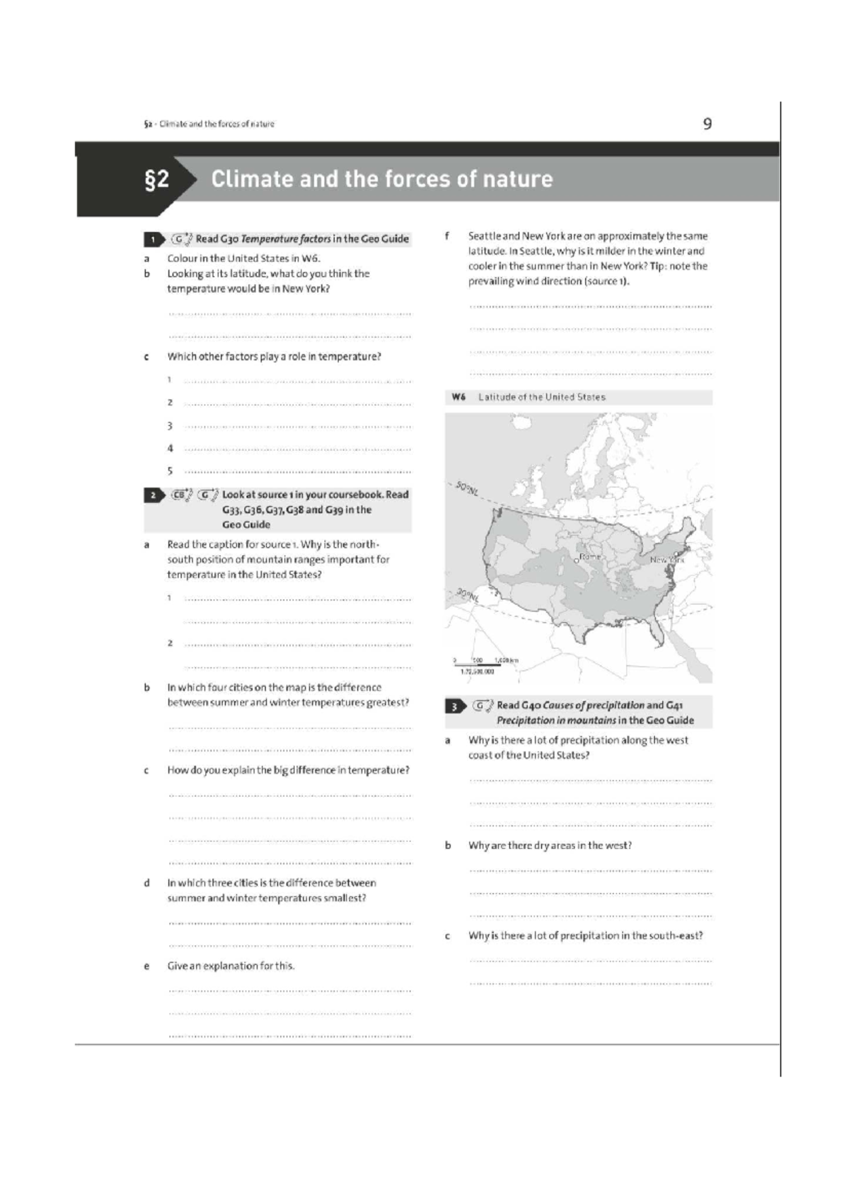 USA Geography: Climate Factors and Forces of Nature Workbook W2 ...