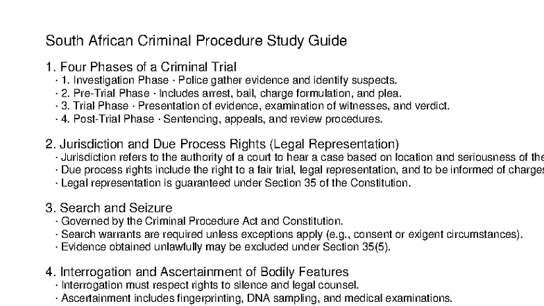 Criminal Procedure Study Guide 1: Phases of a Criminal Trial - Studocu