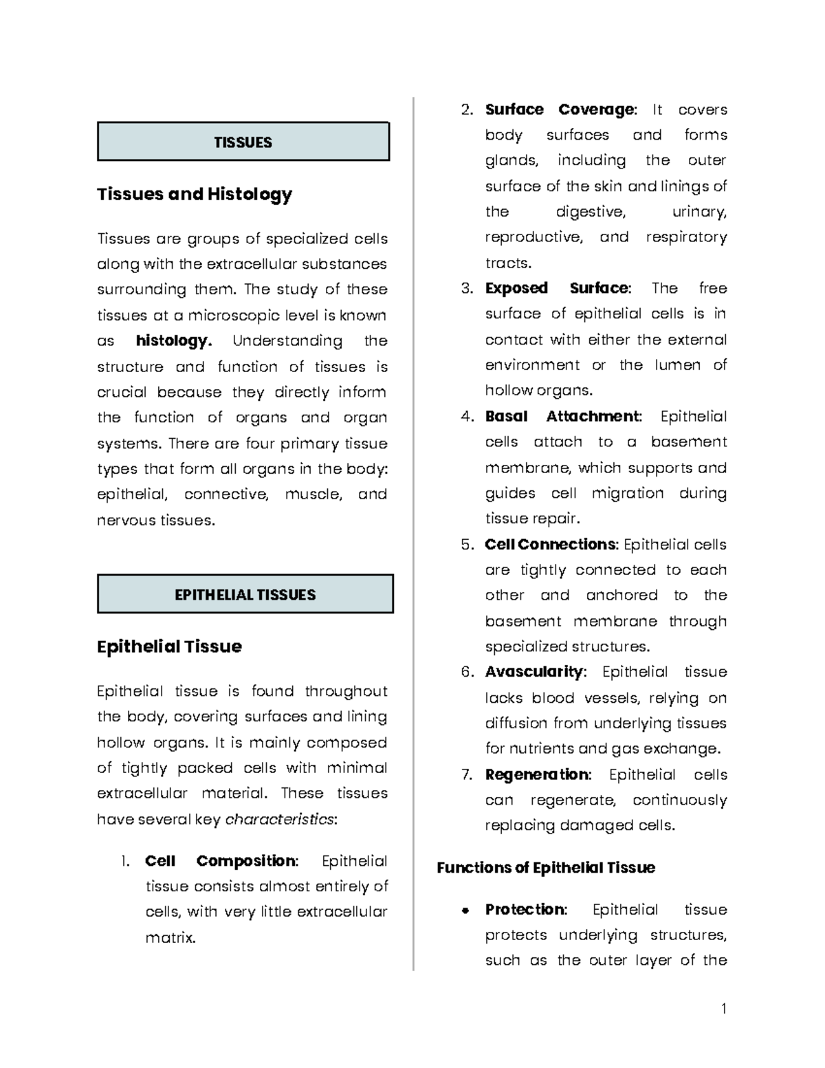 2. TISSUES & HISTOLOGY: Overview of Epithelial, Connective, and Nervous ...