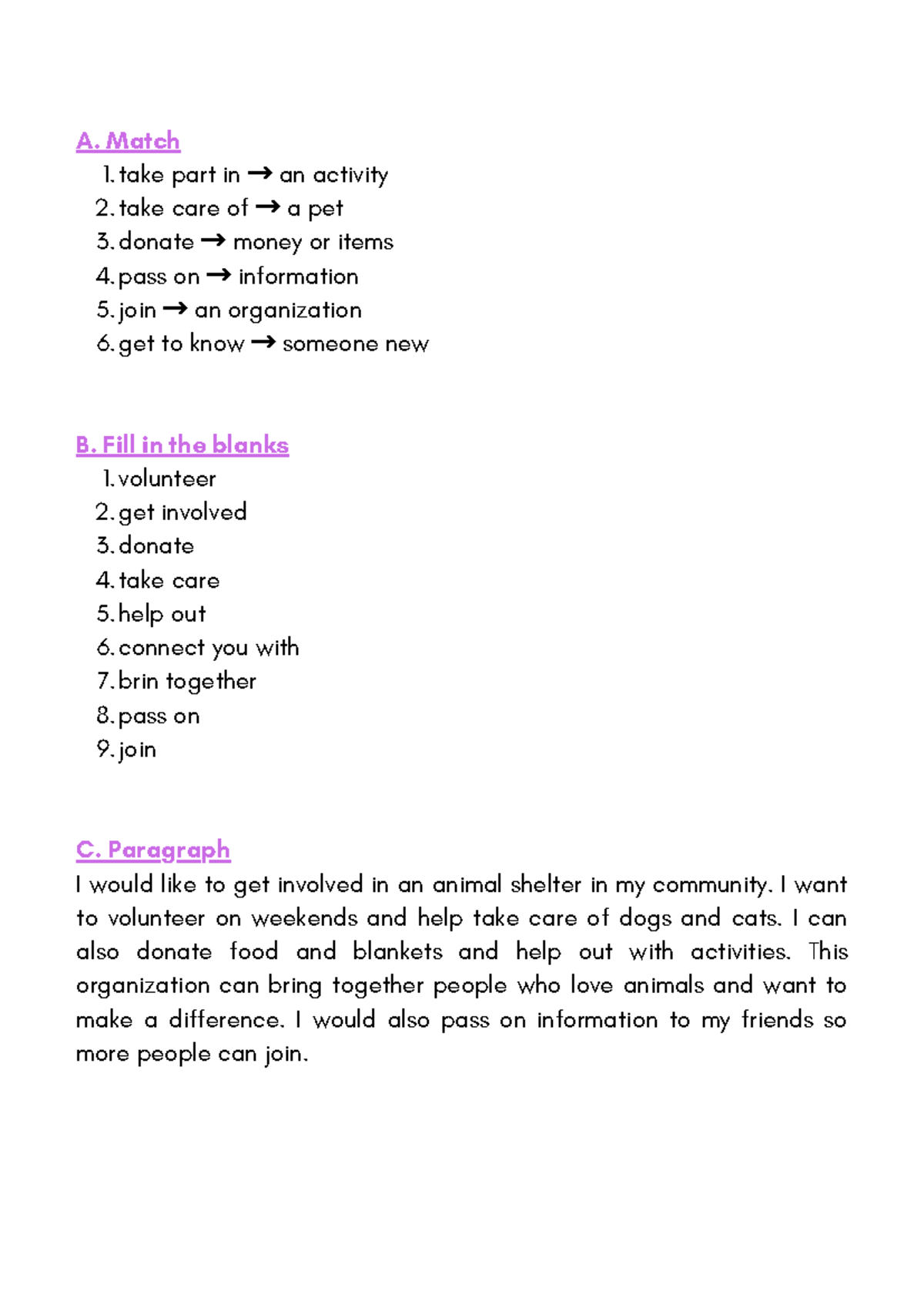 Unit 6 - Volunteer Activities and Community Involvement Notes - Studocu