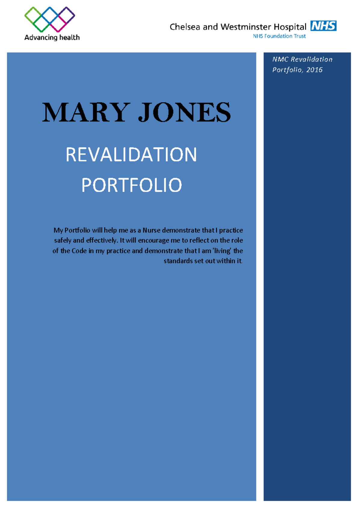 Nursing revalidation portfolio example - NMC Revalidation Portfolio ...