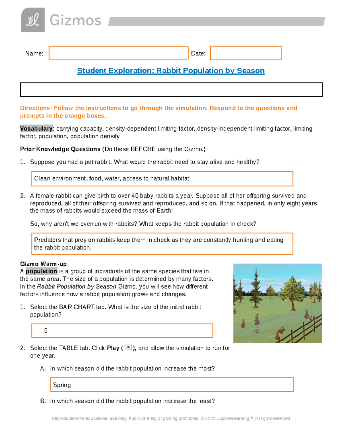 Gizmo Exploration: Seasonal Rabbit Population Dynamics - Studocu